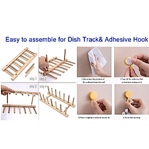 Bamboo Dish Brush&Water Bottle Drying Rack, 9-in-1 Kitchen Cleaning Set |Dish Brush&Bottle Brush with Long Handle |Mini Palm Brush with Soap Dispenser|Dish Drying Tray| Dish Drying Rack Kit