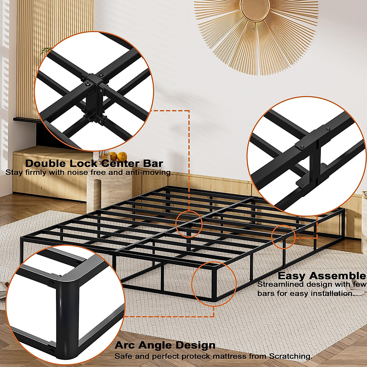 Box Spring for Queen Bed 9 Inch High Profile Queen Box Spring Heavy Duty Metal Queen Size Box Spring Mattress Foundation Sturdy Queen Box Springs for Bed Frame Platform Noisy Free (9 Inch, Queen)