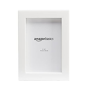 Amazon Basics Rectangular Photo Picture Frame, 4" x 6", Pack of 5, White