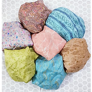 Generic VINTAGEFABULOZ Sari Silk Fabric Lot 15 Pieces Aqua Craft Scrapbook Art Doll Scrapbook and Jewellery Gift Wrap (15pcs_ DULLMUTED)