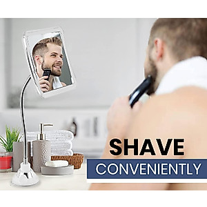 MIRRORVANA Flexible Fogless Shower Mirror for Bathroom Shaving with Height Adjustable Gooseneck Extension, 360° Swivel and Upgraded Suction Cup - Shatterproof 6.3" x 6.3" Surface