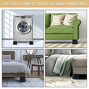 Tocawe Bed Risers 4 Inch Heavy Duty, Furniture Risers with Durable Plastic, Oversized Bed Lifts Risers Support up to 5,500 LBS for Sofa, Bed Frame, Tables, Couches, 4 Pack, Black