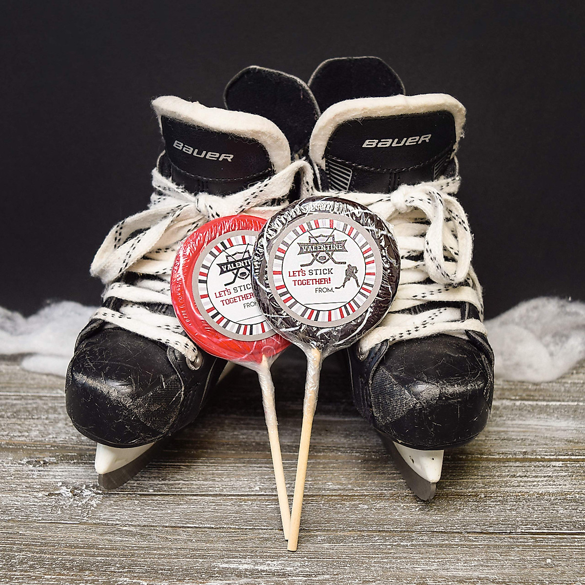 Hockey Valentine Party Favor Sticker Labels for Boys, 40 2" Party Circle Stickers by AmandaCreation, Great for Classroom Valentines, Envelope Seals, Gifts & Treats