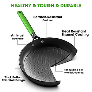 imarku 12 Inch Non Stick Frying Pans with Lid, Long Lasting Cast Iron Skillet, Premium Frying Pan with Stay Cool Handles, Professional Frying Pan Skillet with Lid, Dishwasher Safe, Christmas Gifts