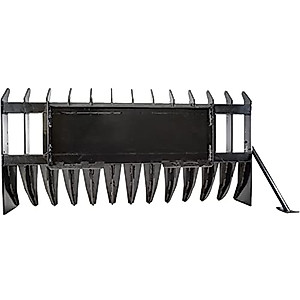 Titan Attachments Skid Steer Root Rake Attachment 72in Wide, Universal Quick Tach Hookup, Root Clearing Brush Rake, Land Clearing Site Prep Implement, Roll Debris, Silage, Brush to Burn Pile