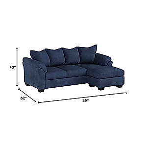 Signature Design by Ashley Darcy Casual Plush L-Shaped Reversible Sofa Chaise Chofa, Dark Blue