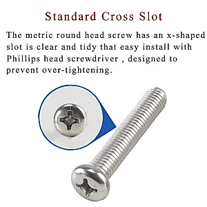 M8-1.25 x 45mm 304 Stainless Steel Cross Phillips Machine Screw Bolt for Samsung KS8000 Series TV Wall Mount Bracket, Fully Threaded 25pcs