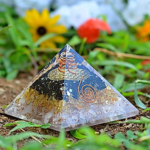 Orgonite Crystal Orgone Pyramid for Triple Health Protection with Black Tourmaline, Citrine and Rose Quartz – Positive Energy Generator for Healing, Wealth and Prosperity