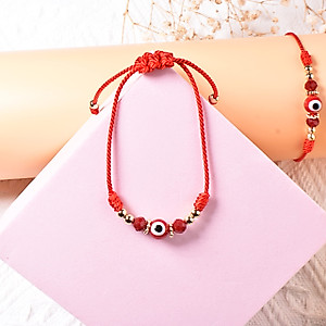 chorfla Evil Eye Bracelet Women Ojo Teen Red String Bracelet Protection Knot Bracelet Anklet Gift Christmas Red Rope Thread Kaballah Good Luck Bracelet Daughter Niece Friend Bff Sister
