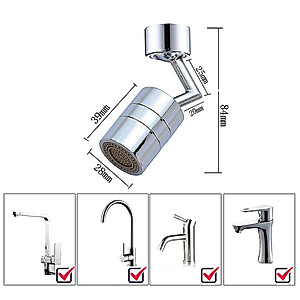 Faucet Aerator, 720° Rotatable Faucet Sprayer Head, Eye Wash Station Faucet Aerator, Universal Splash Filter Faucet, Leakproof Design with Double O-Ring, Durable Copper & ABS