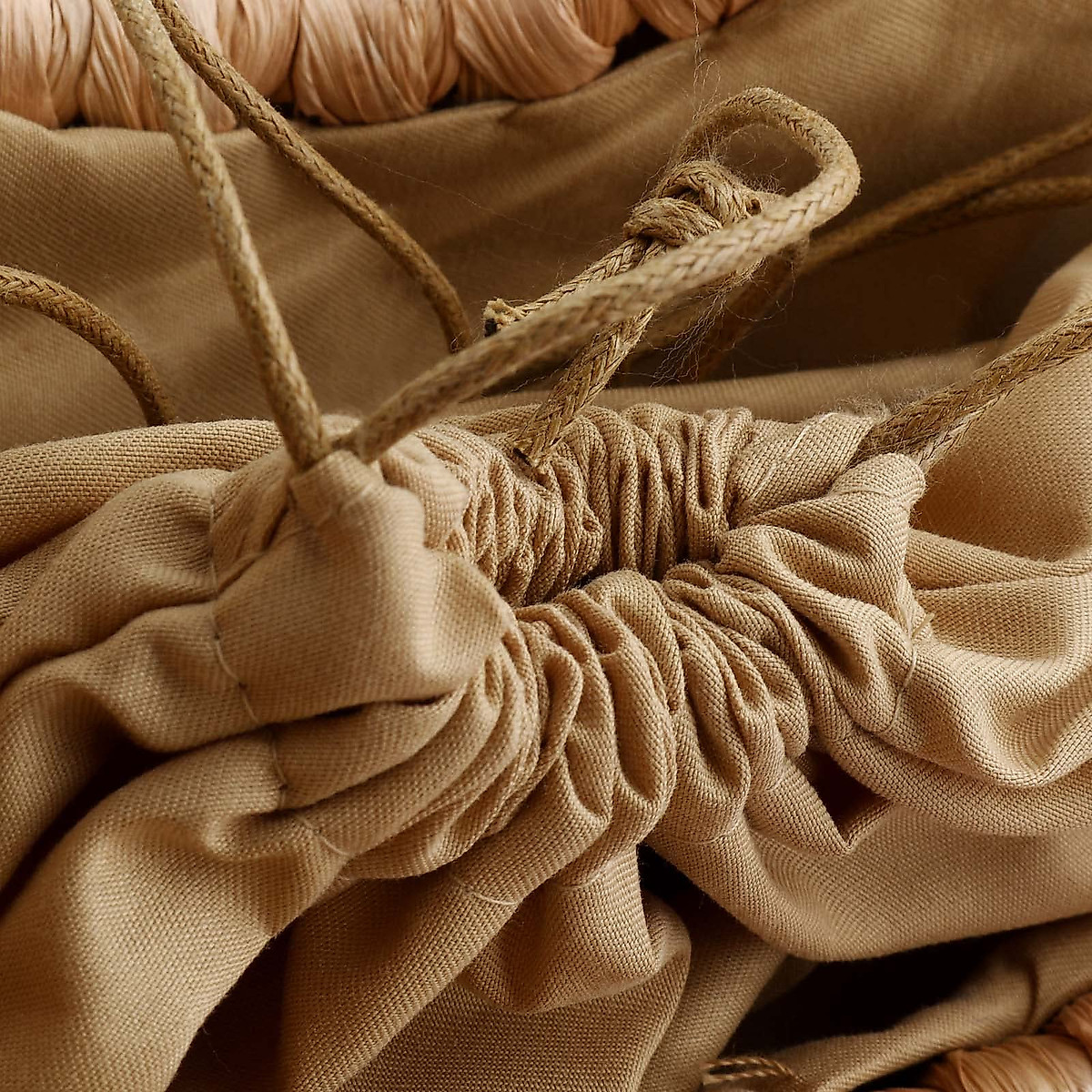 EROUGE Natural Chic Straw Bag Hand Woven Round Handle Handbags Retro Summer Beach Bag Beach Bag(Brown)