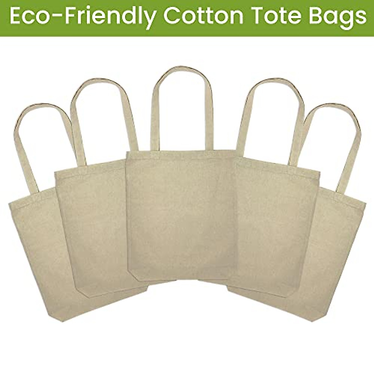 PALM NAKI 100% Cotton Tote Bag Reusable Cloth Bag, Lightweight Cotton Shopping Bag, Versatile Cotton Tote Bag (12 Pack)