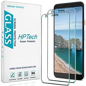 HPTech [2 Pack] Designed for Google (Pixel 3a XL) Tempered Glass Screen Protector, 0.33mm, 9H Hardness, Case Friendly