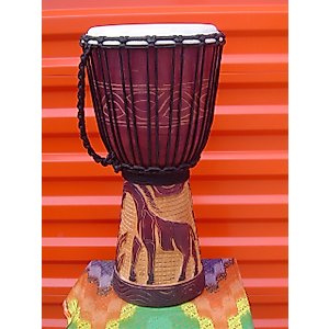 20" Tall Giraffe (M20) Deep Carved Djembe Bongo Drum with Free Cover