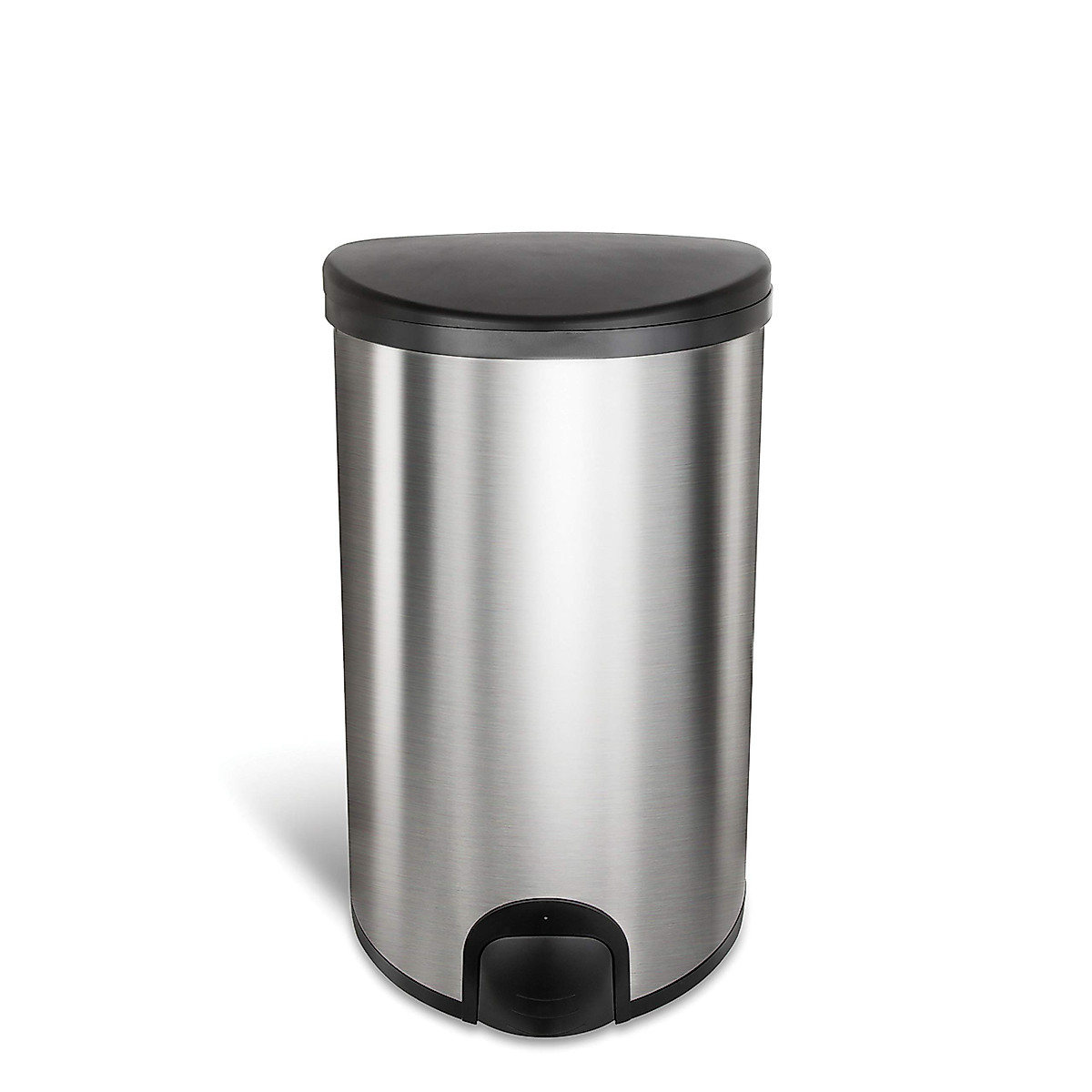 NINESTARS TTT-50-19 Automatic Tap Sensor Trash Can, 13 Gal 50L, Stainless Steel Base (D Shape, Black Lid)