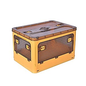 Mightree Collapsible Storage Bins with Lids, Large Clear Storage Bins with 5-doors, Stackable Folding Storage Box with Handles and Wheels, Organizer Cube for Home, Office, Closet, Car Trunk