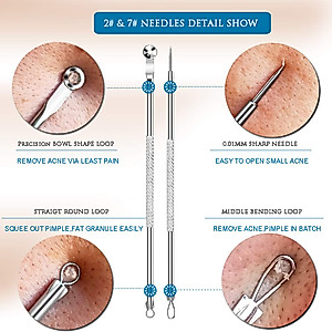 [Dual Ended] 7PCS Blackhead Remover, Comedone Pimple Extractor, Acne Whitehead Blemish Removal Kit, Professional Stainless Steel Clean Tool, for Face Nose Chin Cheek Forehead