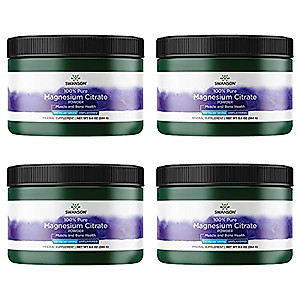 Swanson 100% Pure Magnesium Citrate Powder - Unflavored 630 mg 8.6 oz Pwdr 4 Pack