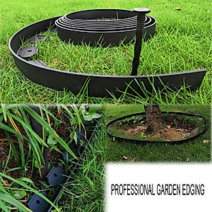 Landscape Edging,20ft Plastic No Dig Garden Edging with 20 Stakes,2 Inch Tall Lawn Edging for Lawn,Yard,Flower Gardens Edging Border (Black-20FT)