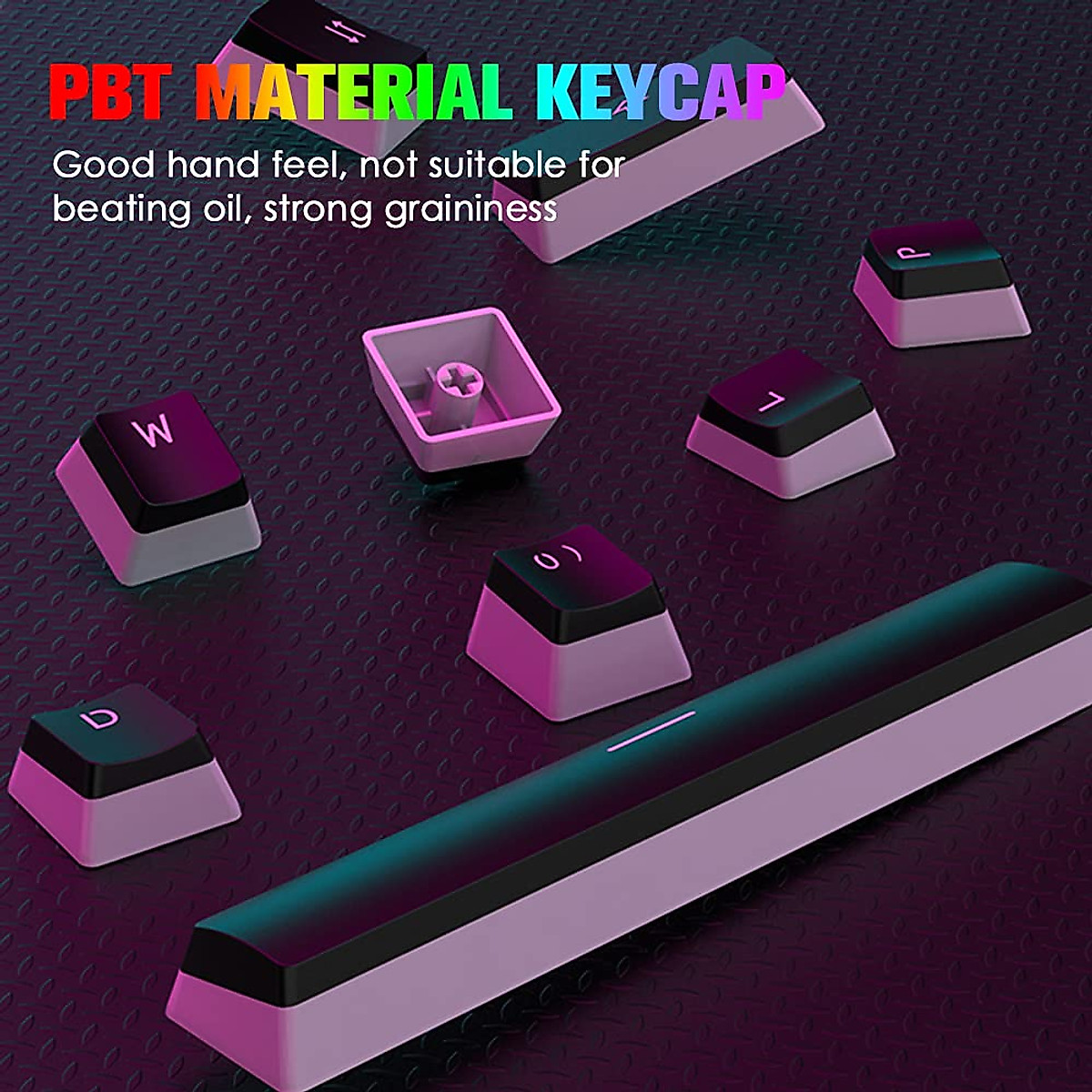 MANBASNAKE Pudding Keycaps Double Shot PBT Keycap Set with Translucent Layer,for 104 87 61 Keys RGB Backlit Mechanical Keyboards,OEM Profile,US Layout-Black