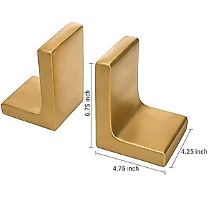 MyGift Modern Gold Concrete Office Bookshelf Decor Bookends for Heavy Book and Textbooks, Desktop Book Holder, 1 Pair