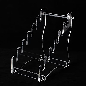 Dagger Stand Knife Display Stand,Acrylic Desktop Display Stand Holds 6 Knives for Hunting Knife,Dagger,Pocket Knife Display (Transparent)