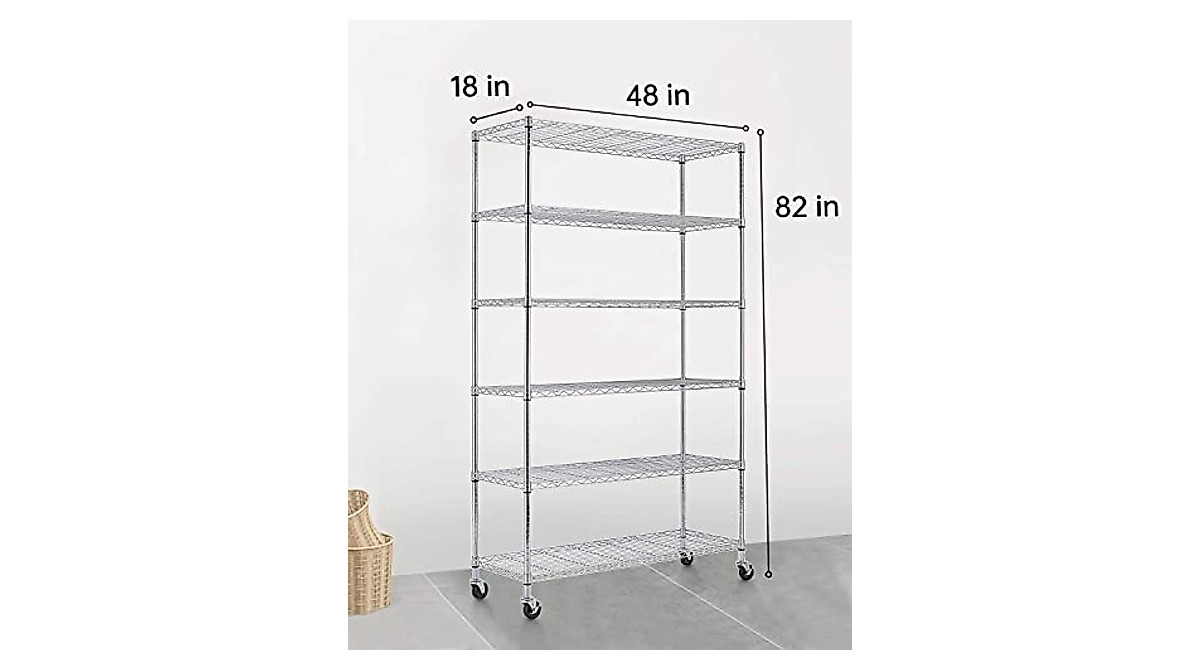 FDW 6-Tier Wire Shelving Unit with Wheels - Heavy Duty