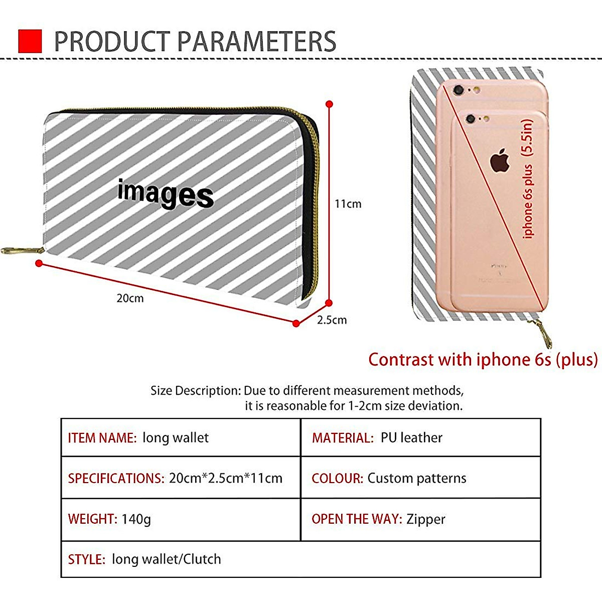 FancyPrint Pink Cute Beagle Dog Print Womens Girls Long Wallet Zip Around Purse ID Card Credit Card Holder Organizer Pouch Bag