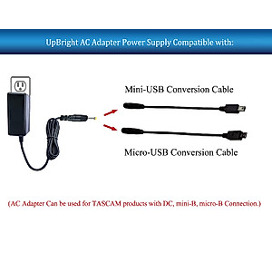 UpBright 5V AC/DC Adapter Compatible with Tascam PS-P520 E PS-P520E DP-008 DP-004 DP-006 MPGT1 CDGT2 DR1 DR-07 Recorder GT-R1 MP3 CD-BT2 D01140120B Sunny SYS1319-1005 TEAC 5VDC 2A Power Supply Charger