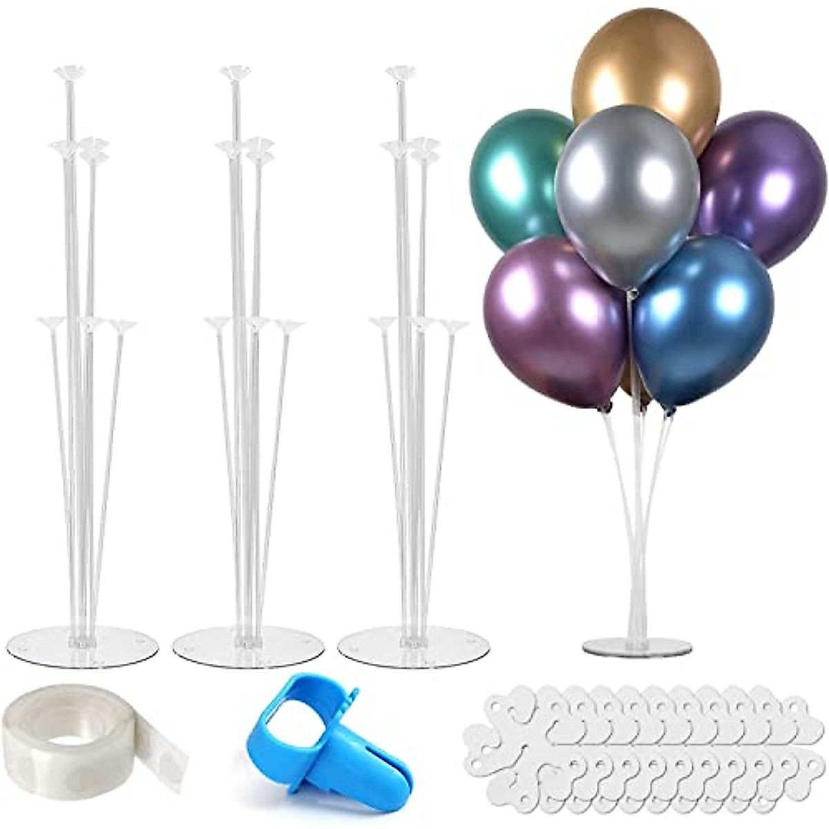 Balloon Stand, Balloon Stand Kit 28Inch Height, Table Balloon Stand 4 Set, for Wedding, Birthday, Baby Shower, Christmas, Parties Decoration (Not Include Balloons)
