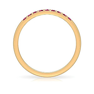 Rosec Jewels Ruby Eternity Band Ring for Women, AAA Quality, Certified Ruby Stackable Anniversary Ring, 14K Yellow Gold, Size:US 6.00