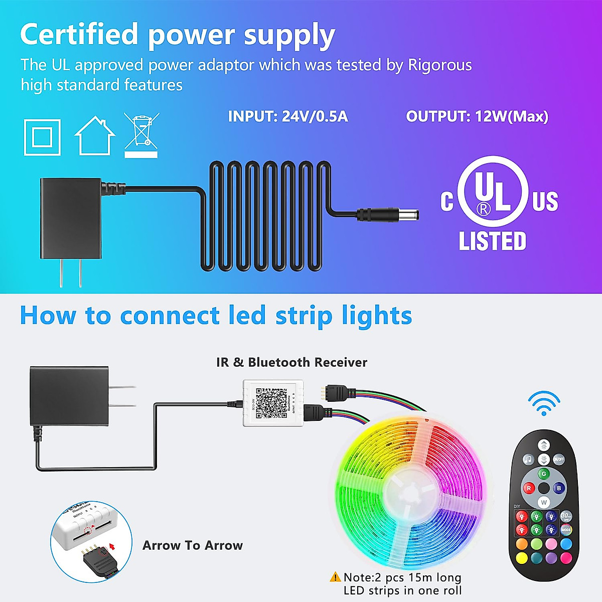 Nexillumi 65.6ft LED Lights for Bedroom Music Sync Color Changing RGB LED Strip Rope Lights 44-Key Remote, 5050 RGB LED Light Strips(APP+Remote+Mic)