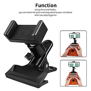 CALIDAKA Guitar Head Clip Guitar Phone Holder Smartphone Guitar Capo 360 Rotation Headstock Cell Phone Clamp Clip Mount for Electric or Acoustic Guitars, Fits Smartphone with 2.16in-2.95in