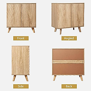 affeivul Accent Storage Cabinet, Modern Accent Buffet Cabinet with Adjustable Shelves, Freestanding Sideboard with Double Doors, Accent Cabinet with 2 Doors for Hallway Entryway Living Room (Natural)