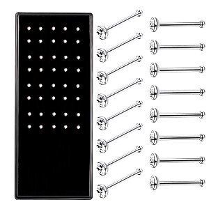 Charisma 40pcs Small Nose Studs Stainless Steel CZ Nose Piercing Jewelry Tiny Bone Studs for Women Men Hypoallergenic (2mm,Clear CZ,22G)