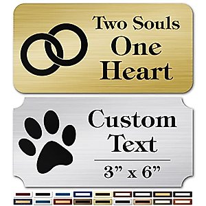 Engraved Name Plate, Personalized Name Plaque - 3x6 Inch, 18 Colors, 72 Icons, 4 Corner Styles, 12 Fonts Styles, 5 Mounting Options - Made by My Sign Center, USA (Iconic)