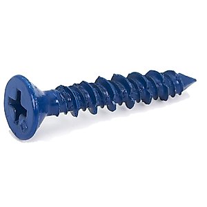 CONFAST 3/16" x 1-1/4" Blue Flat Phillips Concrete Diamond Point Screw Anchor with Drill Bit for Anchoring to Masonry, Block or Brick (100 per Box)