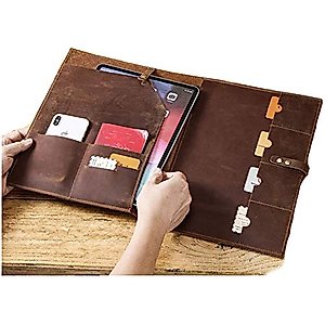 Leather Sleeve for iPad Pro 12.9" with Pencil Holder & Card Holder - Handmade from Genuine Leather (Cover, Bag, Case, Protection)