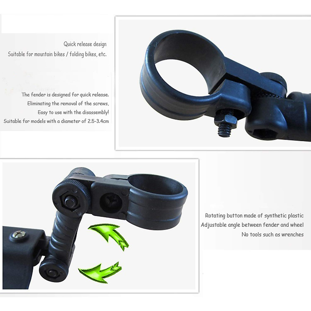 Adjustable Road Mountain Bike Bicycle Cycling Tire Front/Rear Mud Guards Mudguard Fenders Set (Black-1)