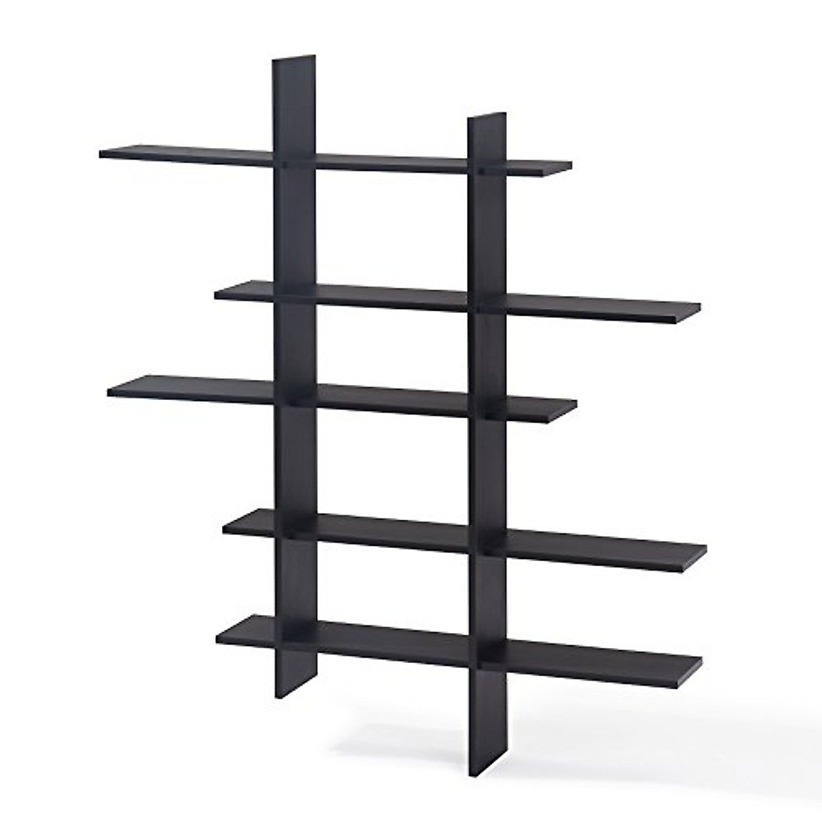 Danya B. Five Level Black Asymmetric Wall Shelf