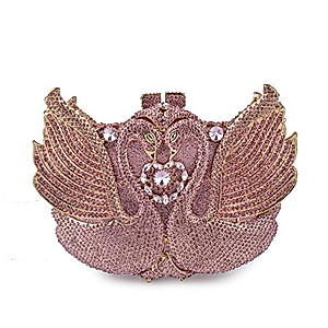 Luxury Glitter Clutch Purse Swans Heart Crystal Bling Evening Bags for Women Shining Shoulder Bags Crossbody Bags (Multi-color)