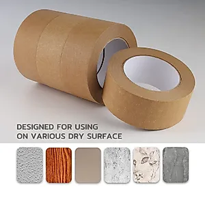 Lichamp 4 Pack Brown Painters Tape 2 inch Wide, Medium Adhesive Brown Masking Tape Bulk Multi Pack, 2 inch x 55 Yards x 4 Rolls (220 Total Yards)