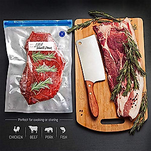 VICARKO Vacuum Sealer Bags, Vacuum Storage Bags, Sous Vide Bags, Reusable Bags, Food Saver Zipper Bags, Upgraded Valve, BPA Free,10 Pcs, 4.3L, 13.5 x 10.5"