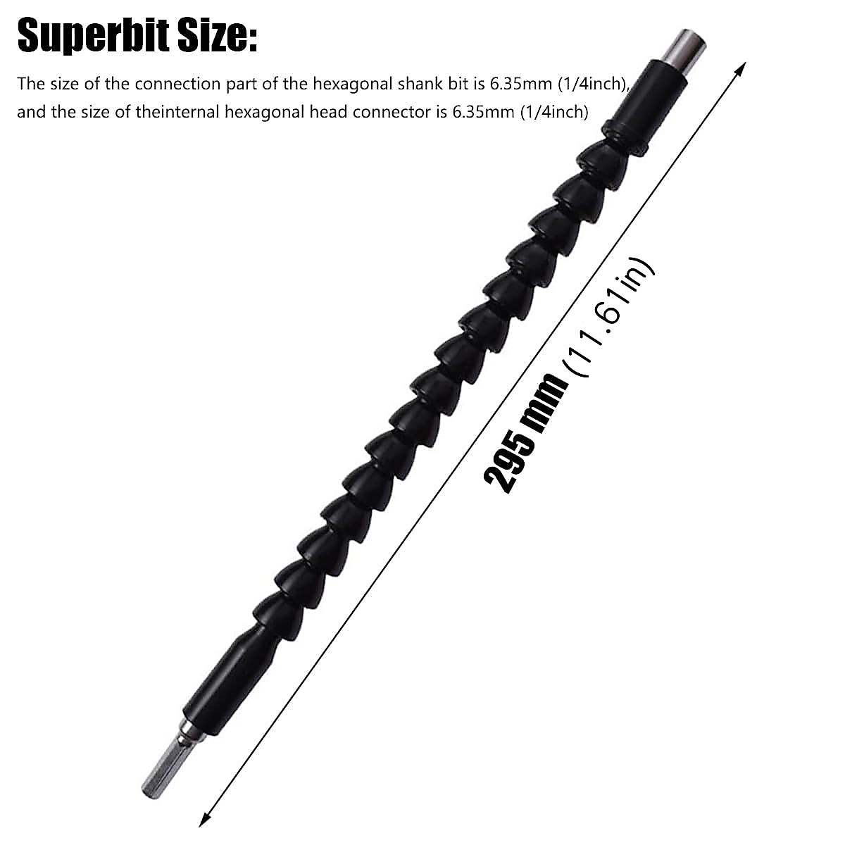 Superbit,Flexible Drill Bit Extension from any Angle,Super Bit Screwdriver Flexible Bends and Twists 360 degrees,Bendable Superbit Tool Shaft (2pcs,Black)