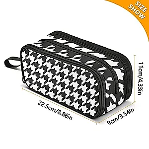 Black White Teeth Pencil Case Big Capacity 3 Compartments Pencil Bag Large Storage Pen Box Pouch for College School Office