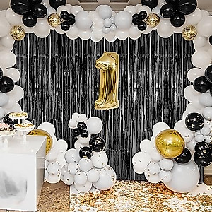 ACCEVO 3 Pack Black Foil Fringe Curtains Party Streamers 3.2ft x 8.2ft Door Streamer Tinsel Streamers Black Party Decorations Photo Booth for Halloween Holiday Celebration Party Decoration Supplies