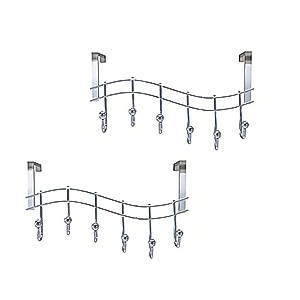 TSY TOOL Pack of 2 Over The Door Rack with Hooks, 6 Hangers for Towels Coats Clothes Robes Ties Hats, Bathroom Closet Extra Long Gauge Steel Space Saver Mudroom Organizer