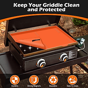 22" Griddle Mat Silicone for Blackstone, Magnetic Protective Cover Mats Blackstone Griddle Top Covers for Blackstone Protector Outdoor-Orange