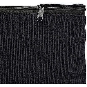 Black Canvas Cotton Bags with Zipper (9.25 x 7 Inches, 10 Pack)