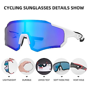 ROCKBROS Polarized Sunglasses for Men Women UV400 Protection Cycling Bike Glasses TAC Lightweight Frame Driving Fishing Golf Sunglasses